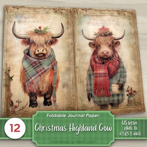 Highland Cow Christmas Junk Journal Digital Papers, Highlandcow ...
