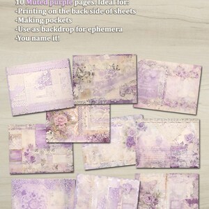 Bookworm Mixed Media Junk Journal Art Kit, Digital Papers, Purple ...