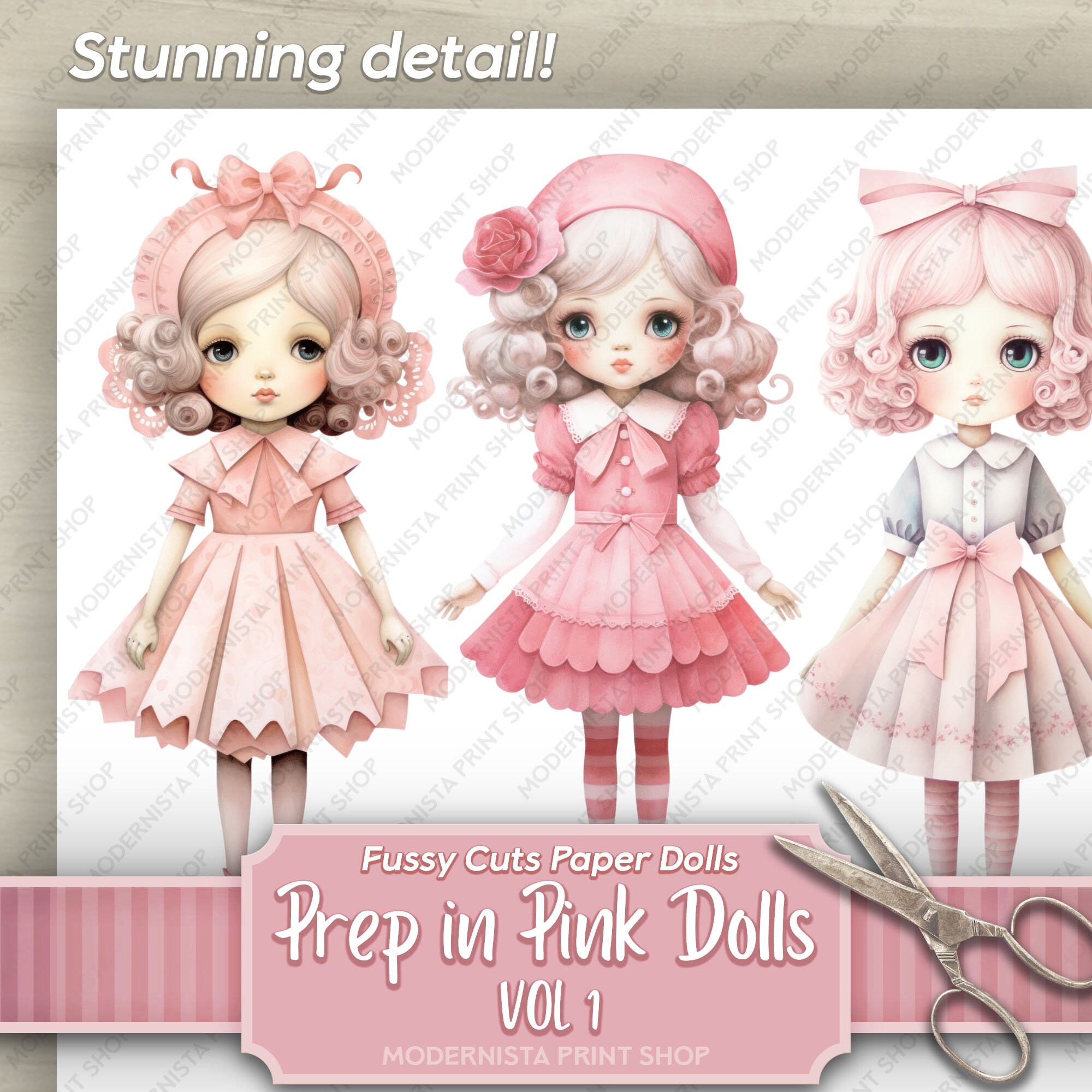 Prep in Pink Paper Dolls Kit | Dolls Journaling | Fussy Cut | Digital ...