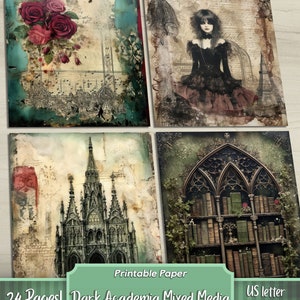 Dark Academia Junk Journal Mixed Media Art Kit, Digital Papers, Dark ...