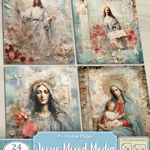Jesus Mixed Media Junk Journal Kit, Digital Papers, Christian Printable ...