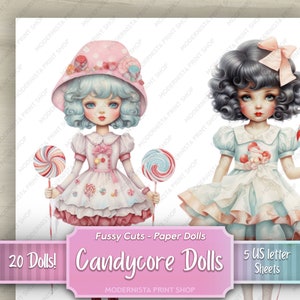 Candycore 20 Printable Paper Dolls Kit | Dolls Journaling | Fussy Cut ...