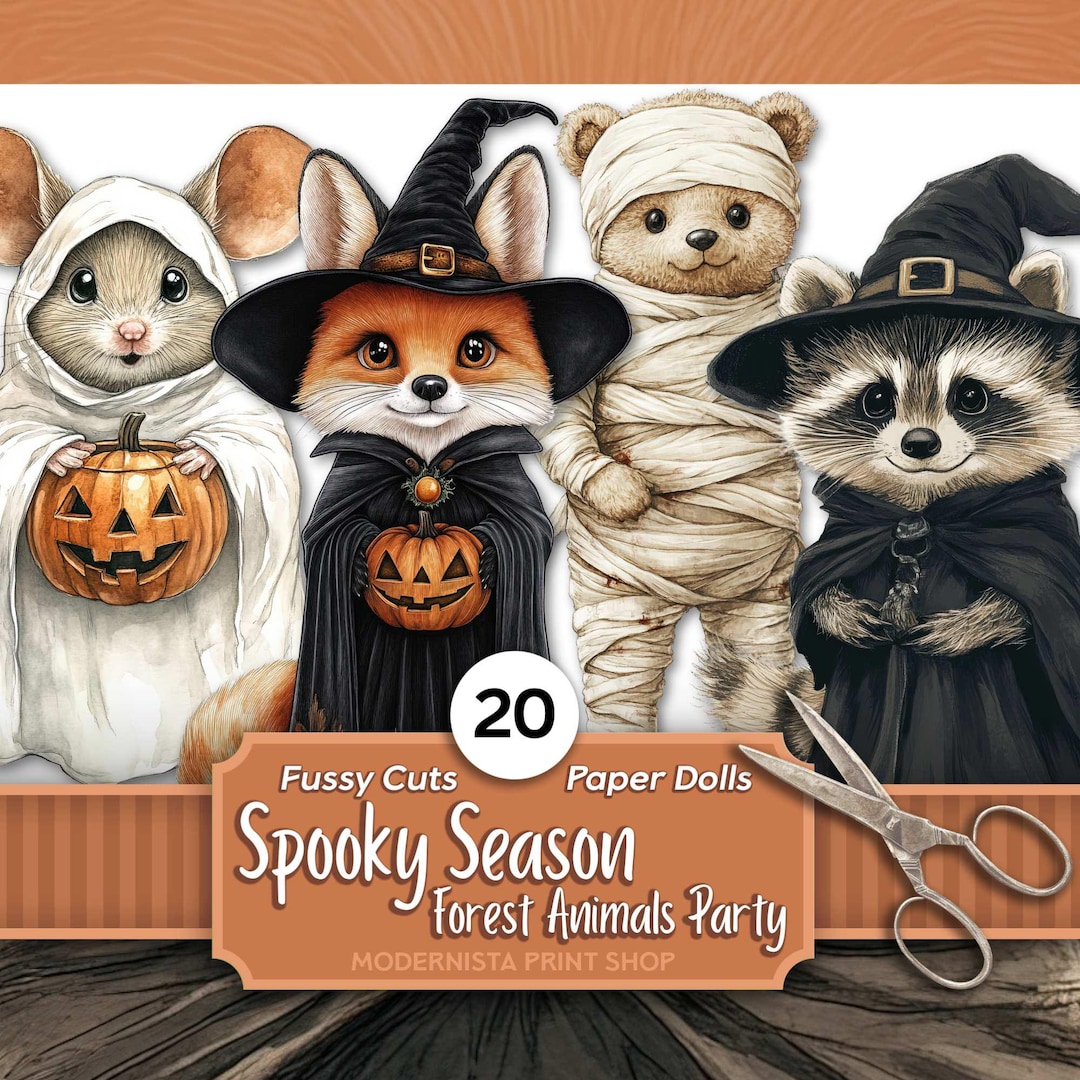 Halloween Paper Dolls: Spooky Forest Animals Costume Kit (digital ...