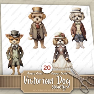 Victorian Dog Paper Dolls Kit | Dolls Journaling | Fussy Cut | Digital ...