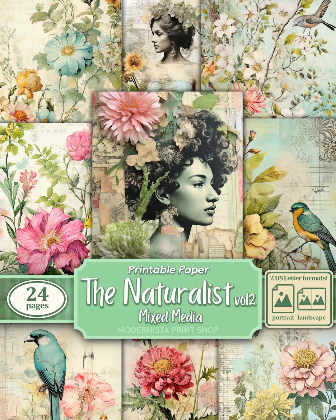 The Naturalist Vol2 Junk Journal Kit Mixed Media, Digital Papers ...