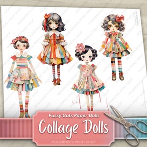 Collage Dolls Art Paper Dolls Kit | Dolls Journaling | Fussy Cut ...