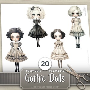 Gothic Paper Dolls Kit | Spooky Cute Journaling, Card Making (digital ...