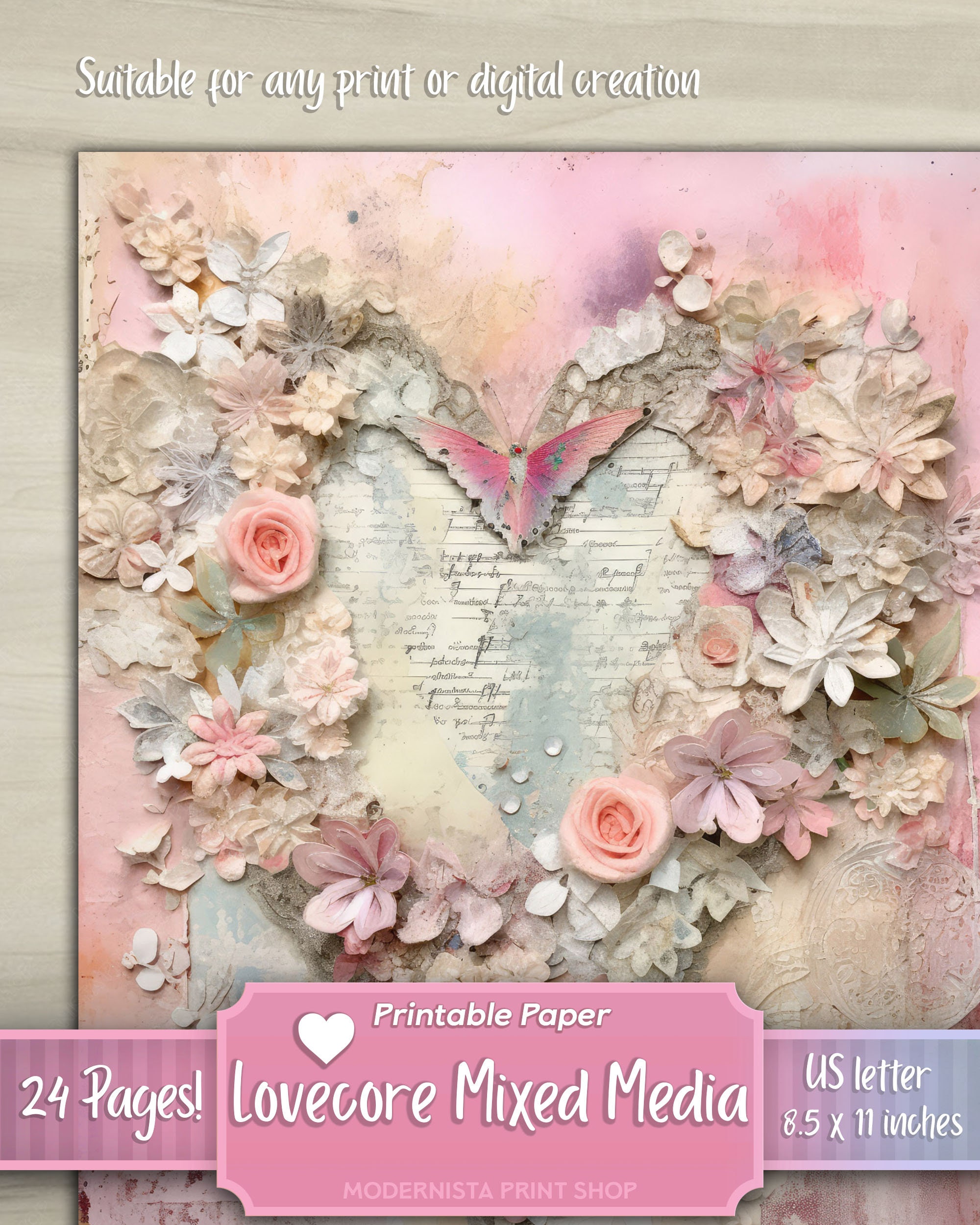 Lovecore Whimsical Mixed Media Art Junk Journal Kit Digital - Etsy