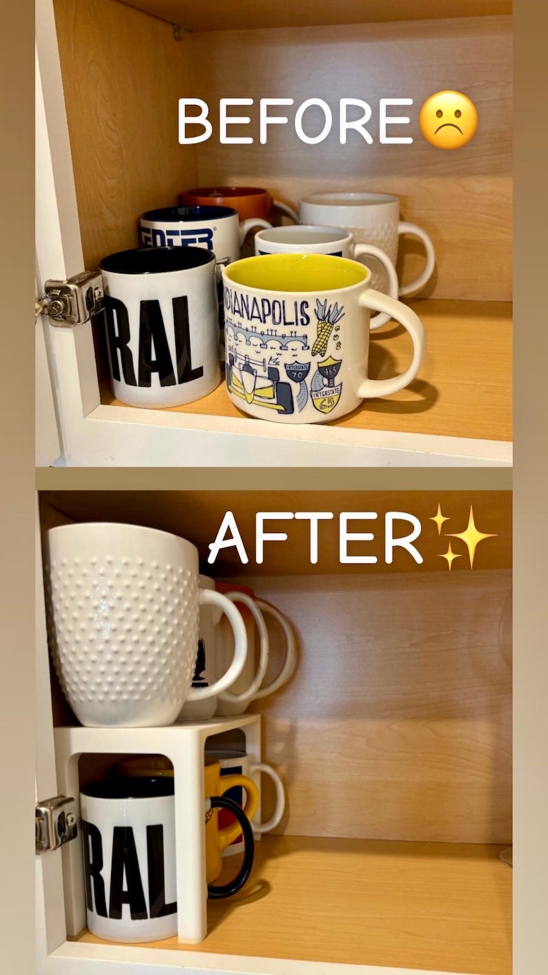 Kitchen Cabinet Organizer - Store Coffee Mugs and Glassware - Double ...