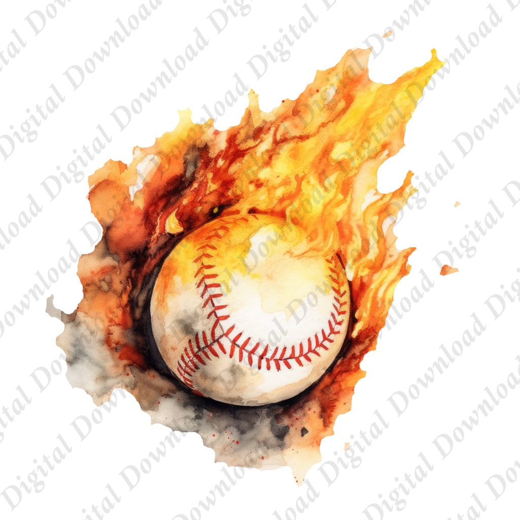 Baseball in Flames Aquarell Download for Shirts Mug Sticker Caps. Png ...