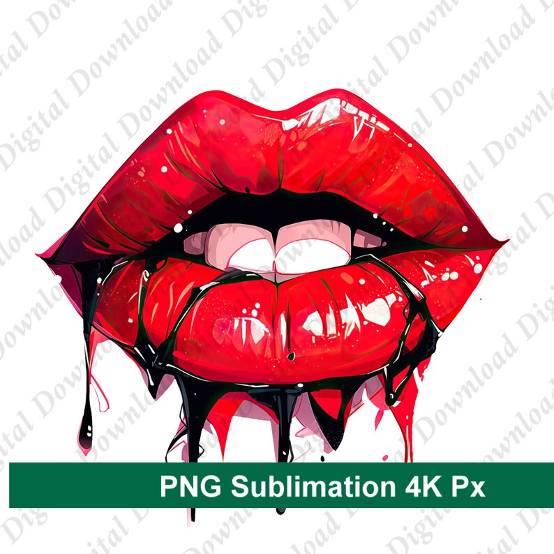 Red Lip Png Sublimation Design, Dripping Lip Png, Mouth Png, Red Png ...