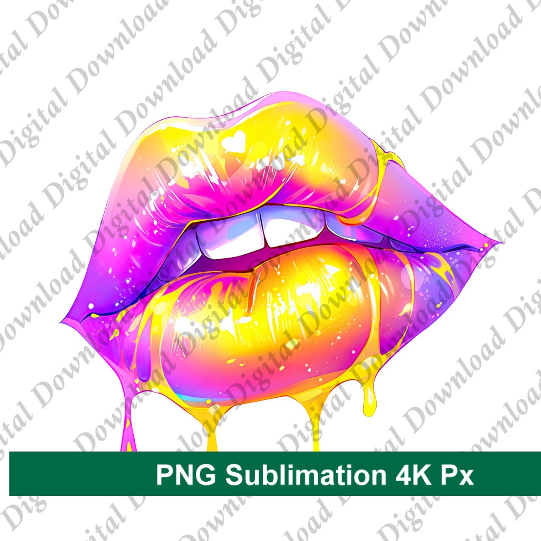 Colorful Dripping Pink Lip Png, Sublimation for Shirts and Hoodies ...