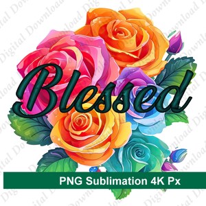 Colorful Blessed Png Sublimationsdesign for Shirts Blessed - Etsy
