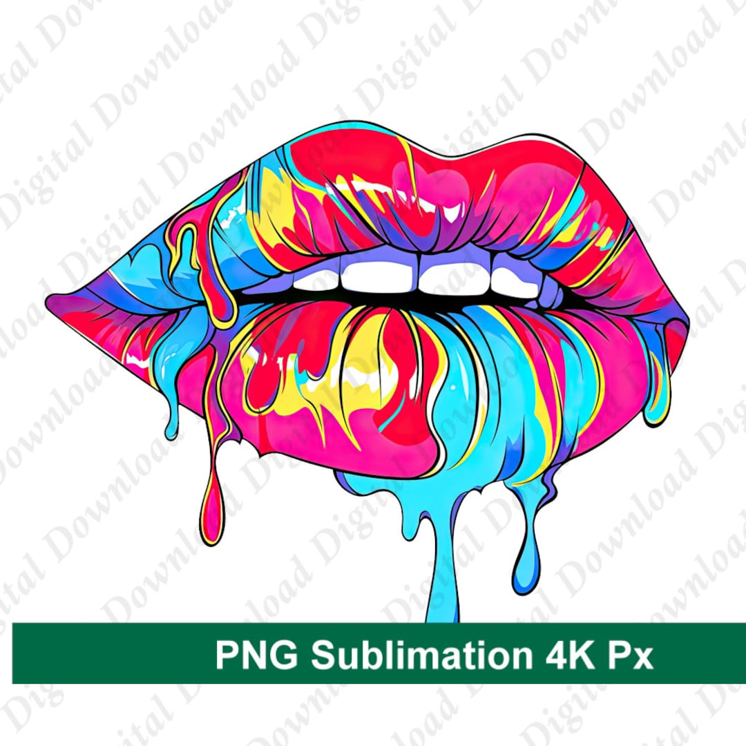 Abstract Colorful Lip T Shirt Design, PNG Digital Download Clip Art ...