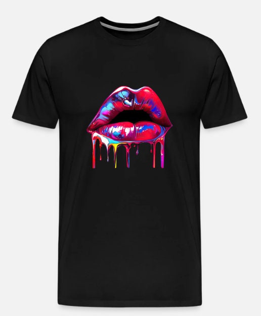 Colorful Red Blue Dripping Lip Png Sublimation for Shirts, Colorful ...