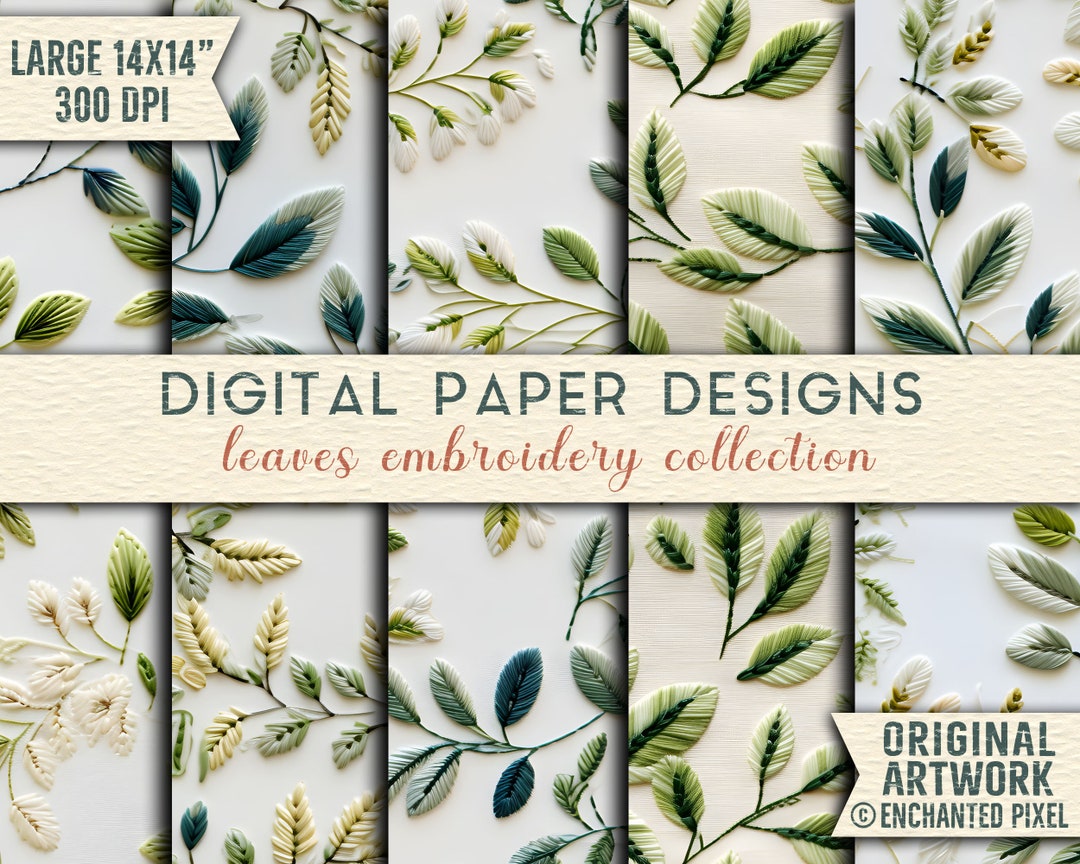 Embroidery Art Leaves - Seamless Design Patterns for Nature Lovers ...