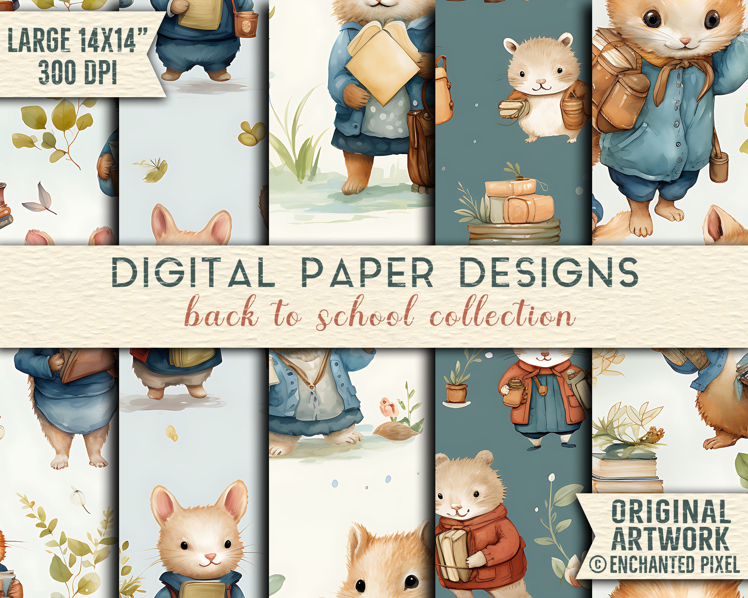 Seamless Repeat Back to School Patterns: Children Exploring Outdoor ...