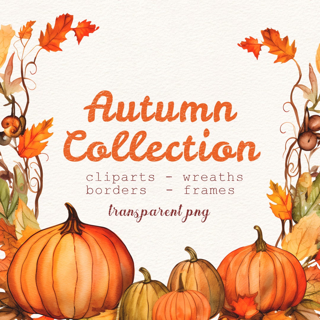 Bundle Autumn Watercolor Clipart - Rustic Fall Floral Frame and Border ...