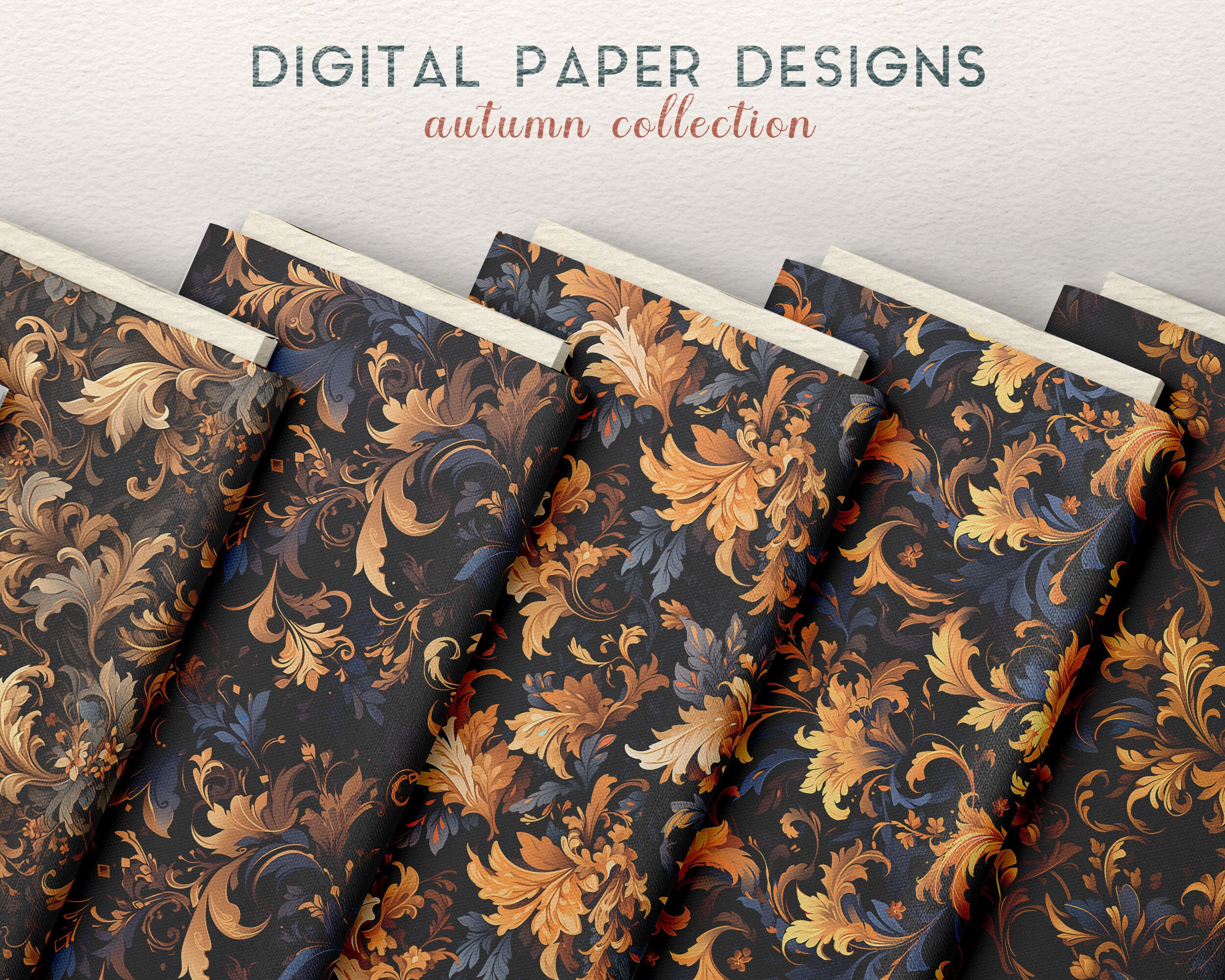 Baroque Art Autumn Floral Digital Paper Pack Seamless - Etsy