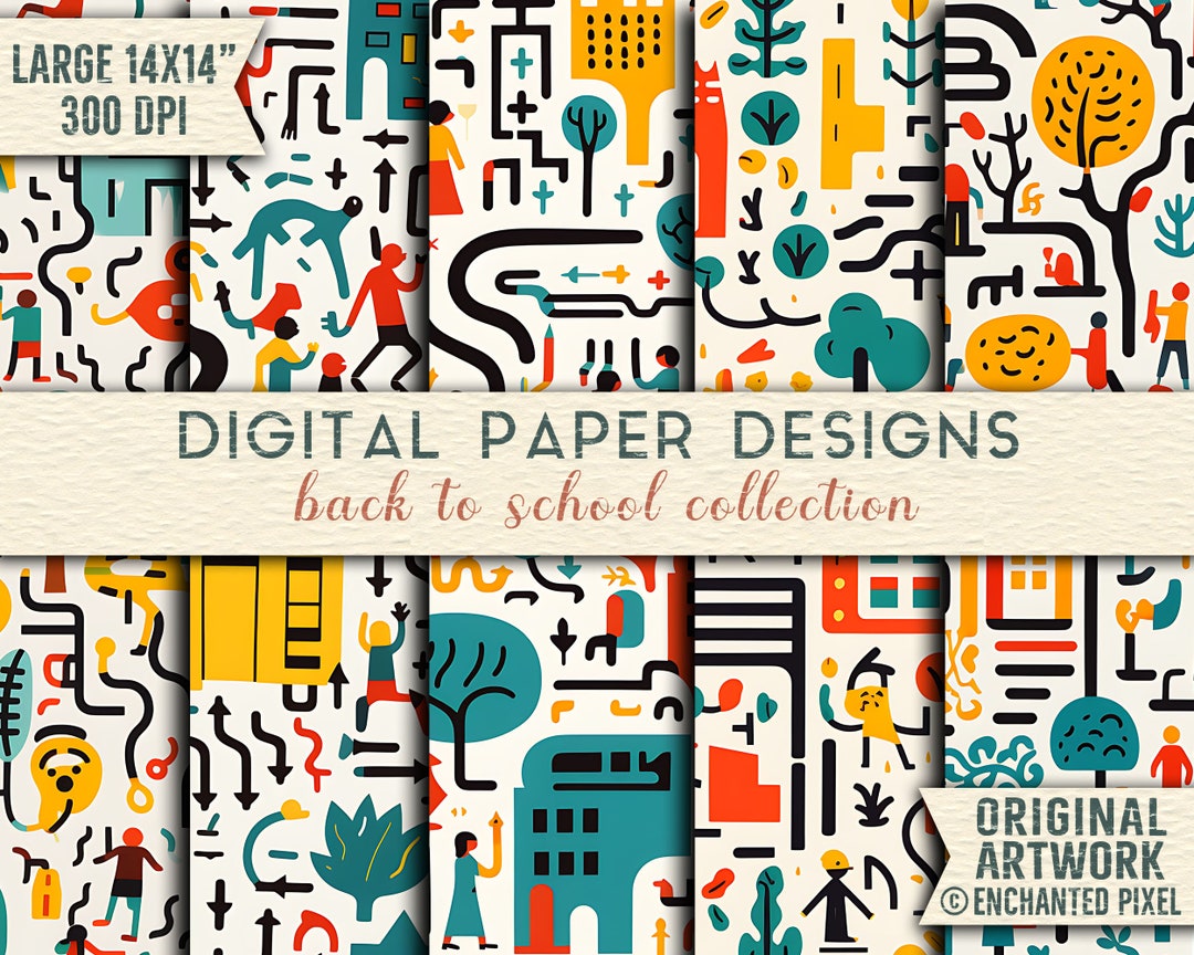 Spontaneous Playful Patterns - Schoolyard Games Digital Paper, Children ...