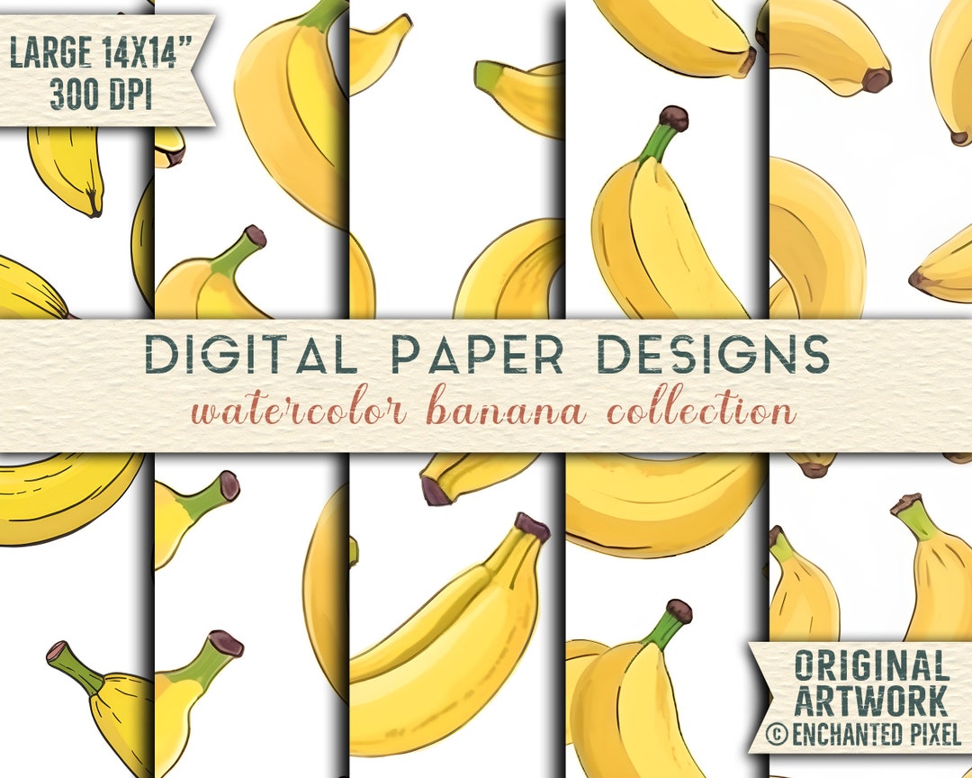 Banana Fruit Digital Papers, Lush Banana Seamless Pattern, Printable ...