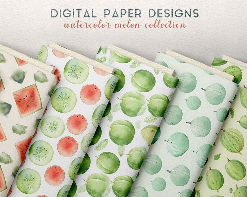 Watermelon Digital Papers, Watercolor Melon Seamless Pattern, Printable ...