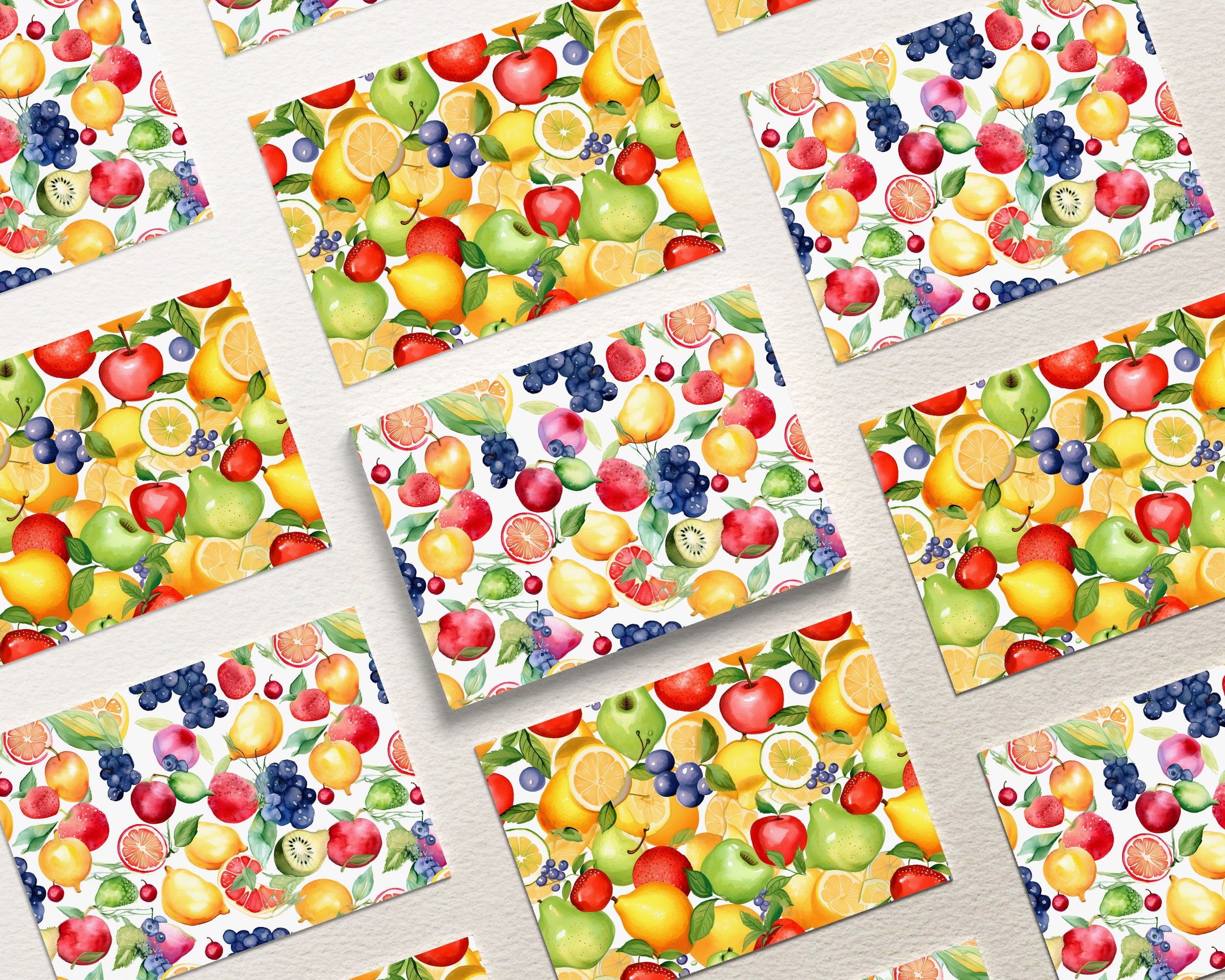 Juicy Gems: Fruits Pattern Digital Paper, Watercolor Seamless ...