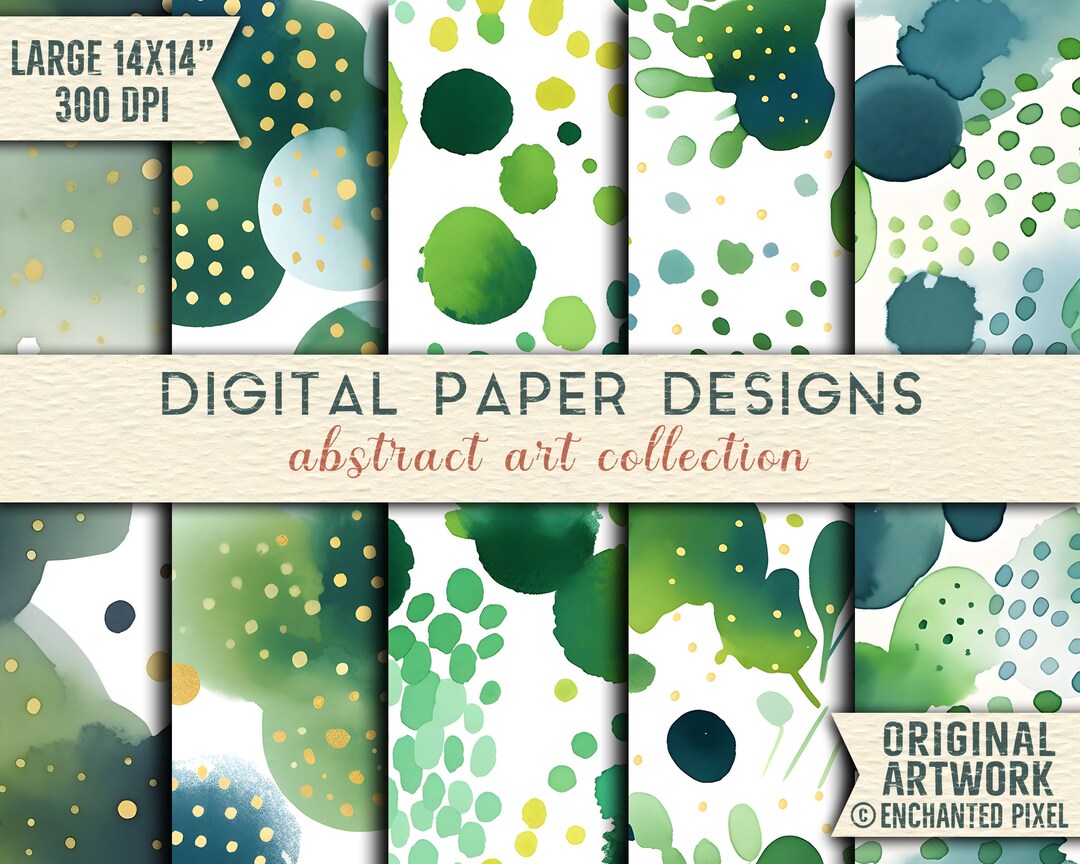 Green Color Polka Dot Pattern Abstract Paper, Seamless Watercolor ...