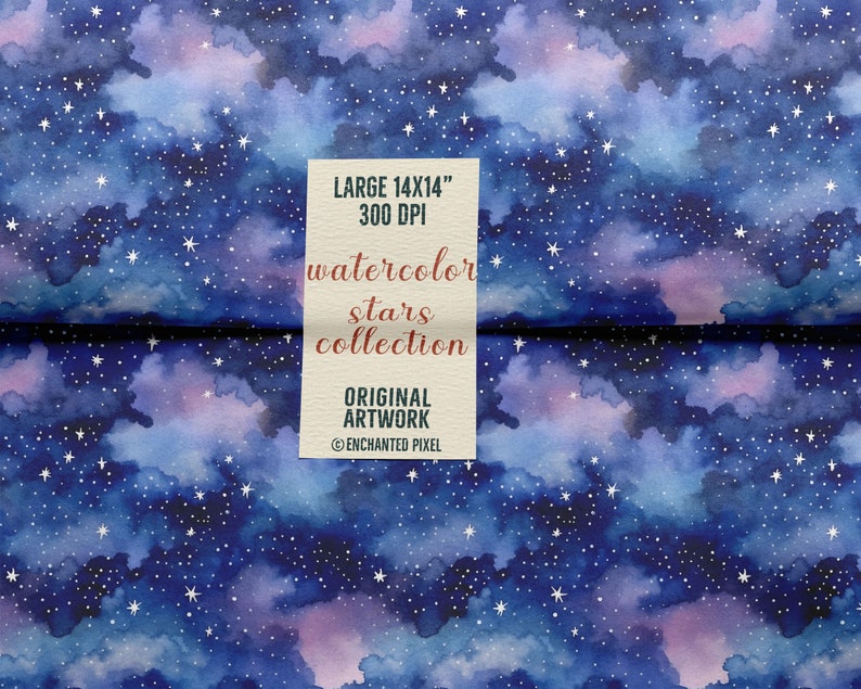 Watercolor Stars Digital Paper, Seamless Nightshade Star Pattern, DIY ...