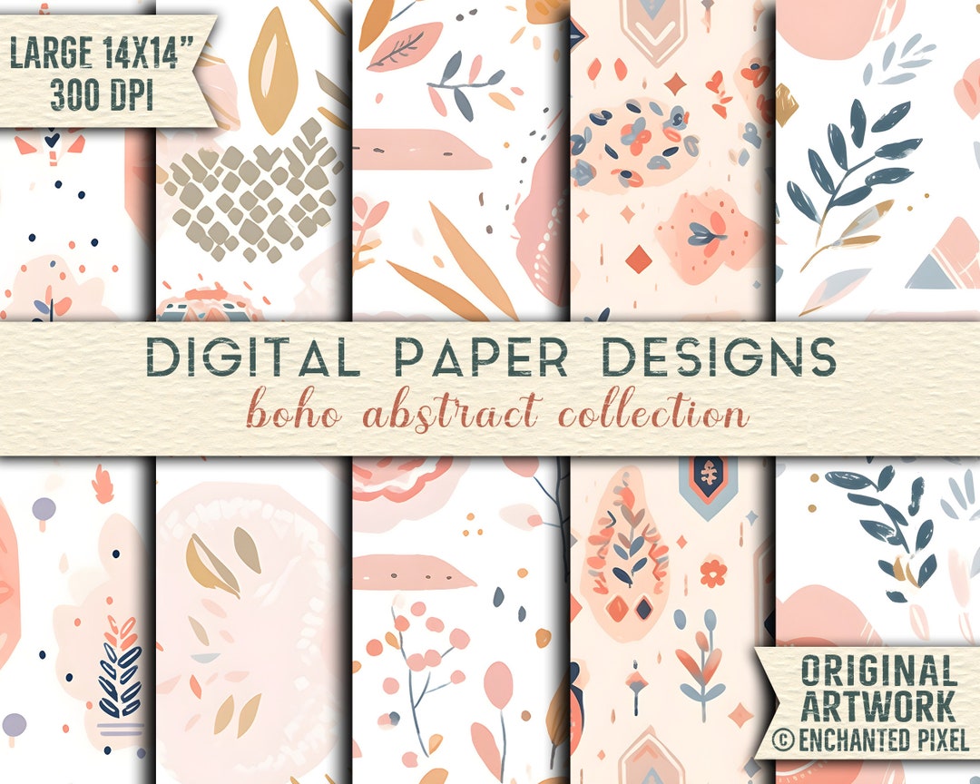 Boho-chic Abstract Art Patterns: Eccentric Bohemian Designs for Fabric ...