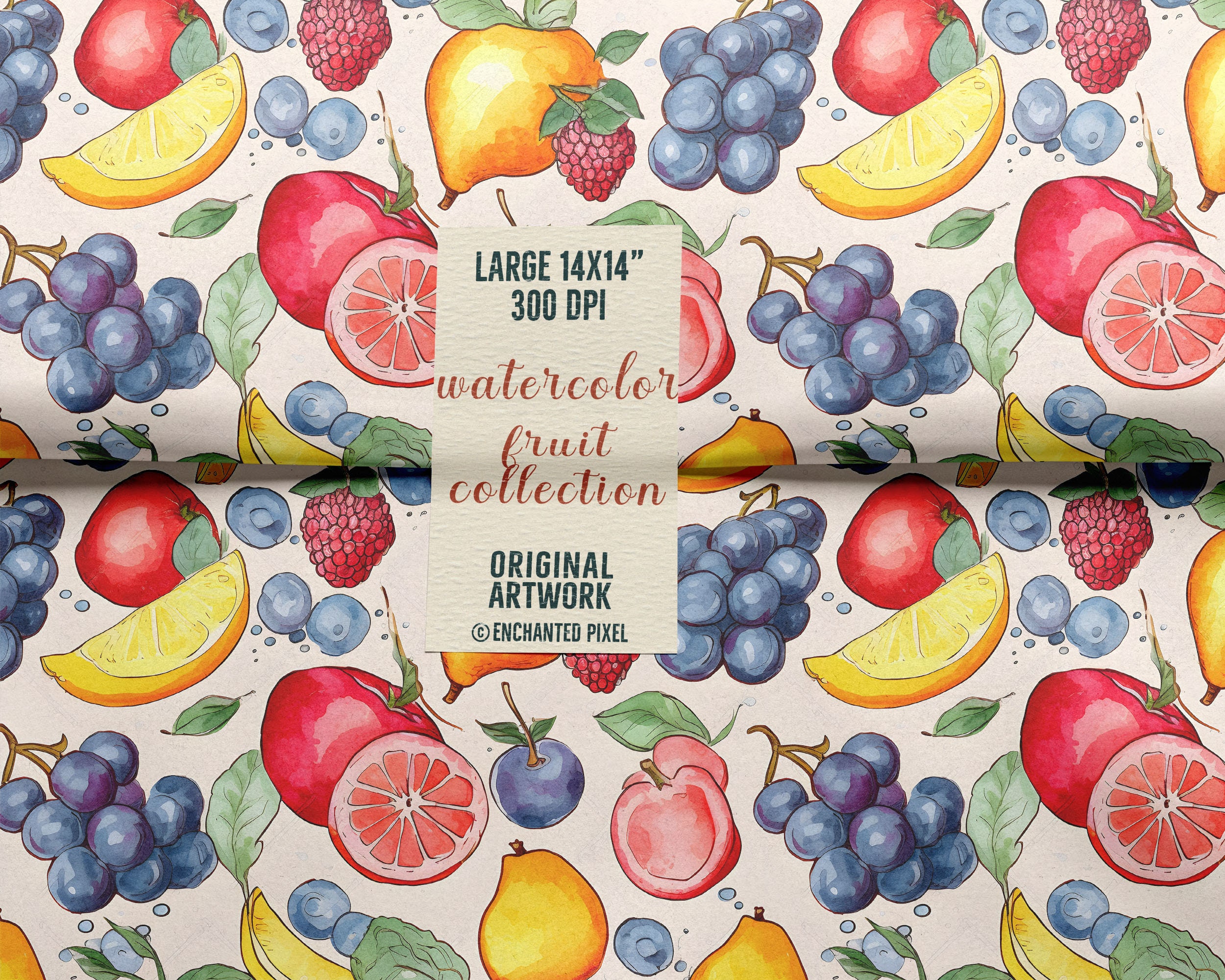 Juicy Gems: Fruits Pattern Digital Paper, Watercolor Seamless ...