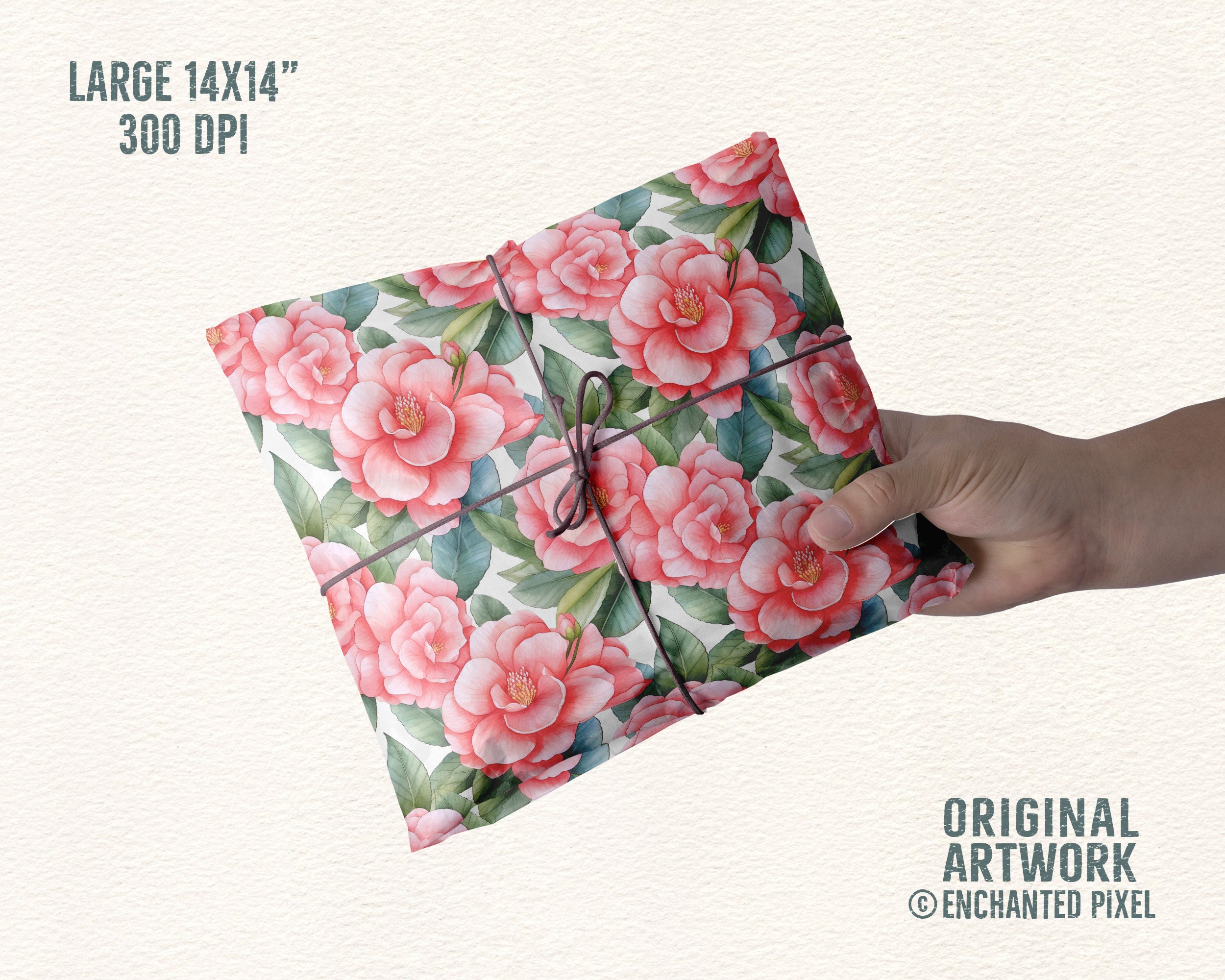 Watercolor Tsubaki Pattern Digital Paper Seamless Camellia Flower ...