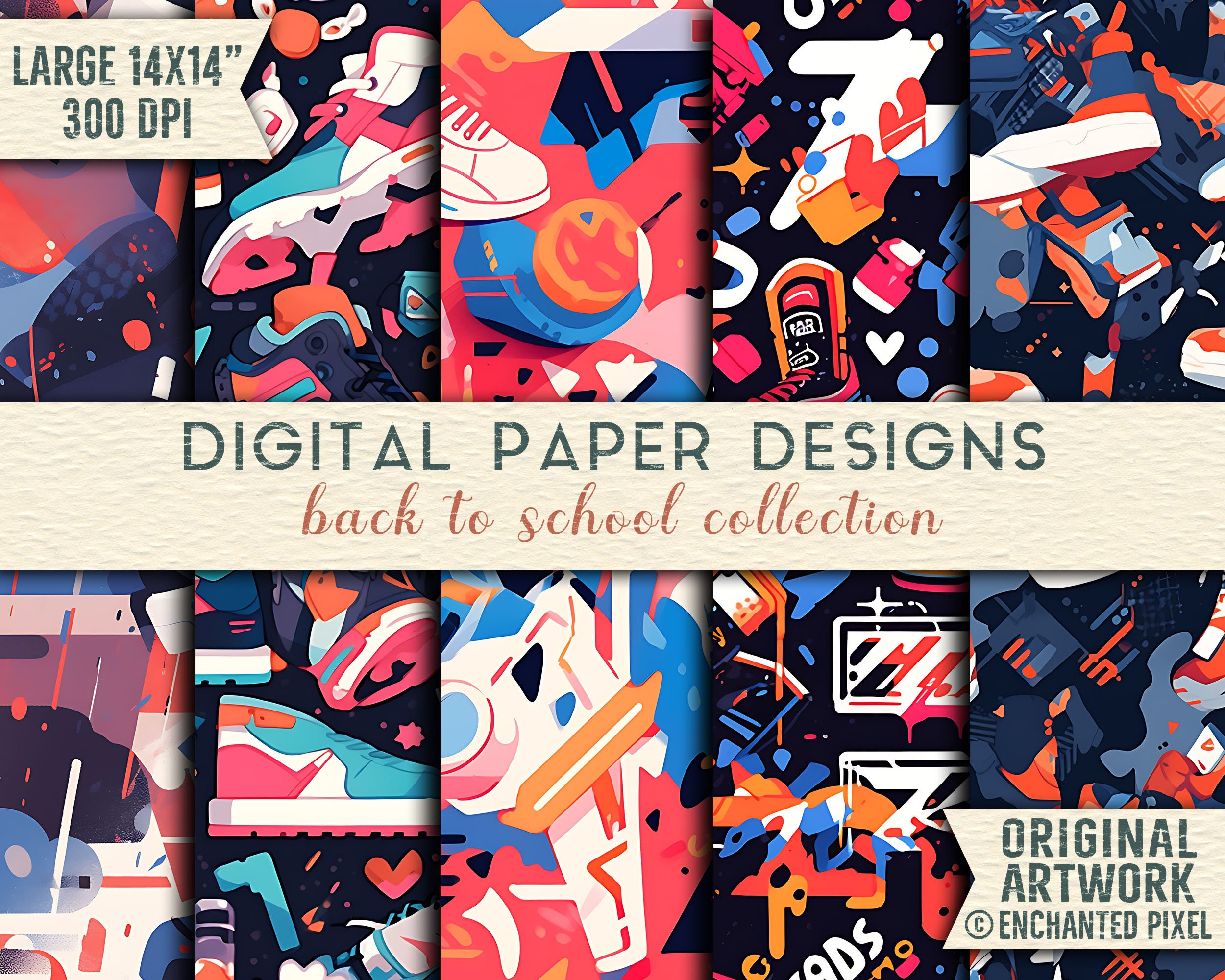 Street Art Inspired Seamless Patterns: Digital Repeat of Skateboards ...