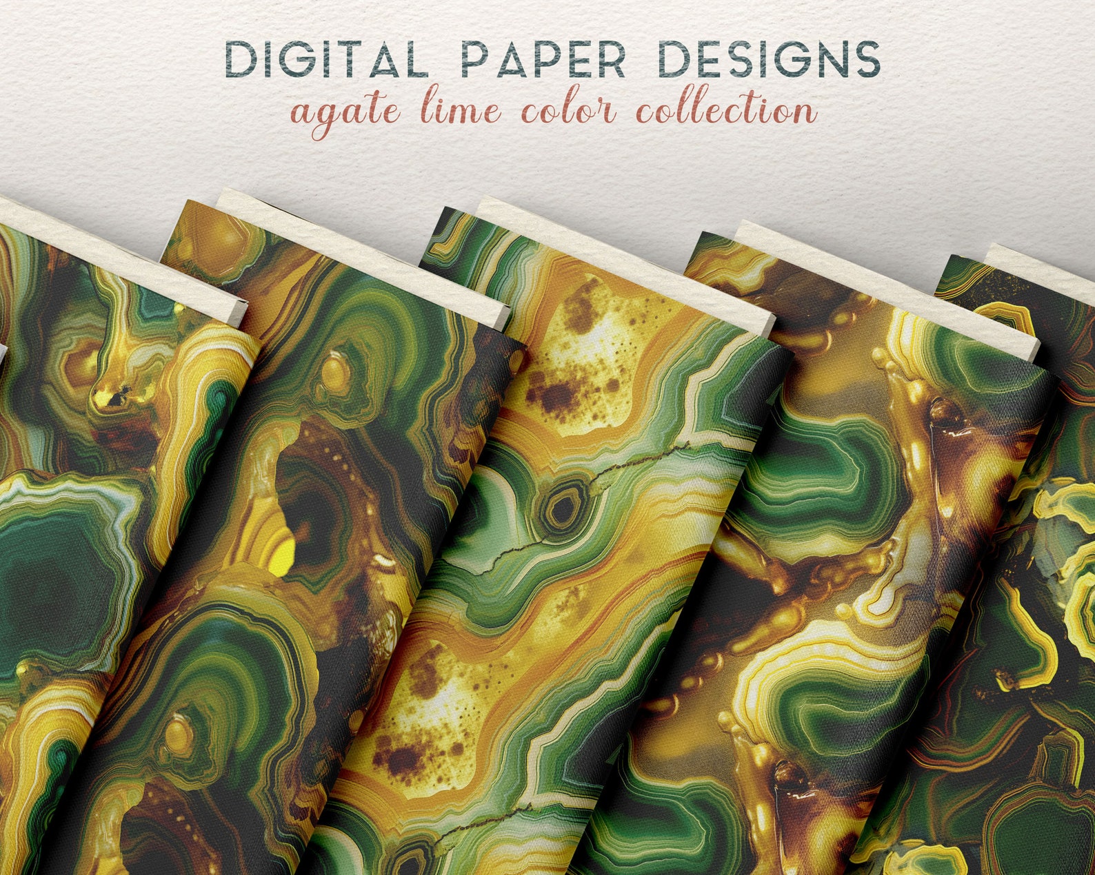 Lime Green Agate Pattern Digital Paper - Refreshing Marble Texture ...