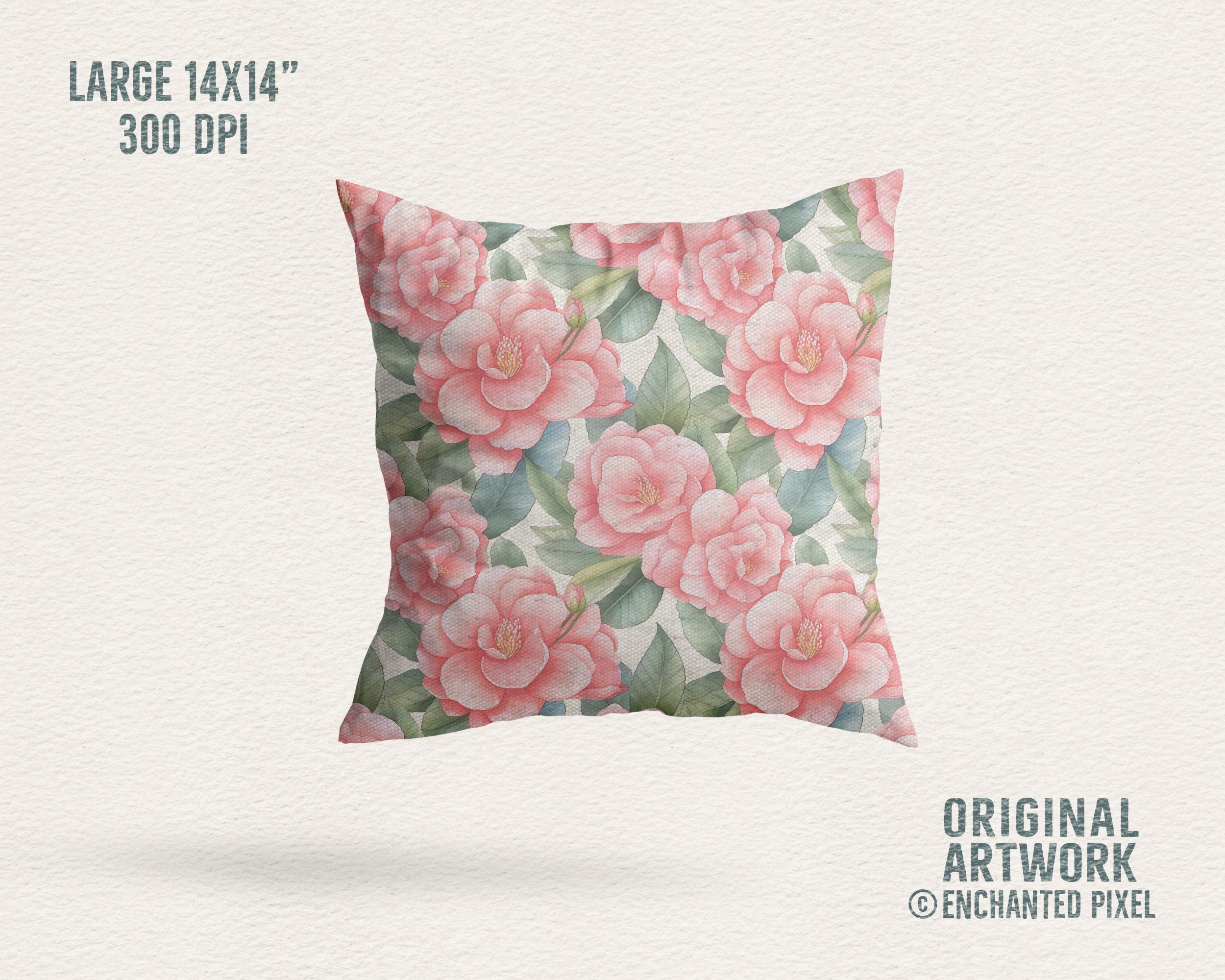 Watercolor Tsubaki Pattern Digital Paper Seamless Camellia Flower ...