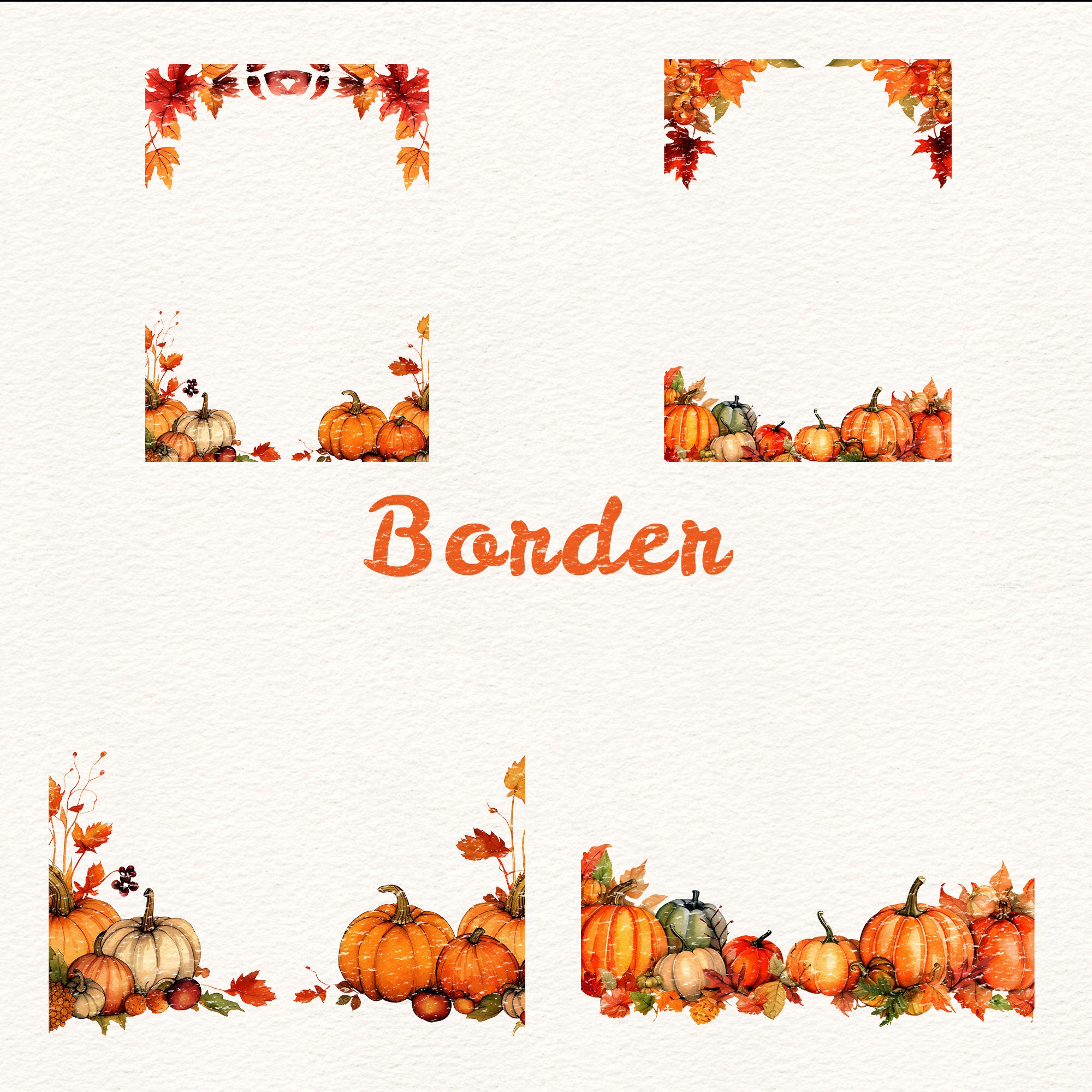 Bundle Autumn Watercolor Clipart Rustic Fall Floral Frame and Border ...