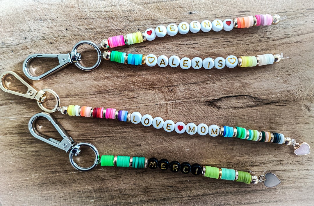Personalized Heishi Bead Keychains - Etsy