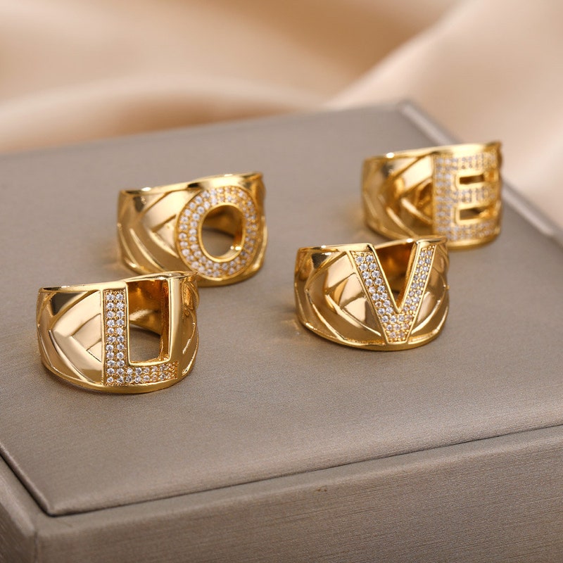 Alphabet Ring - Etsy