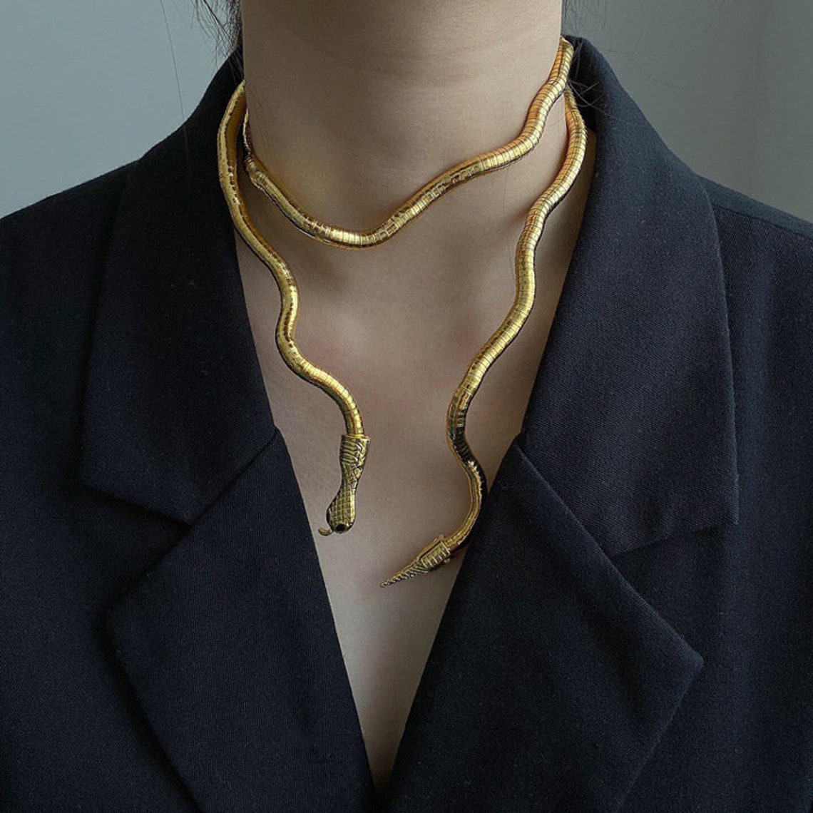 Snake Necklace, Gold Snake Necklace, Silver Snake Necklace, Statement ...