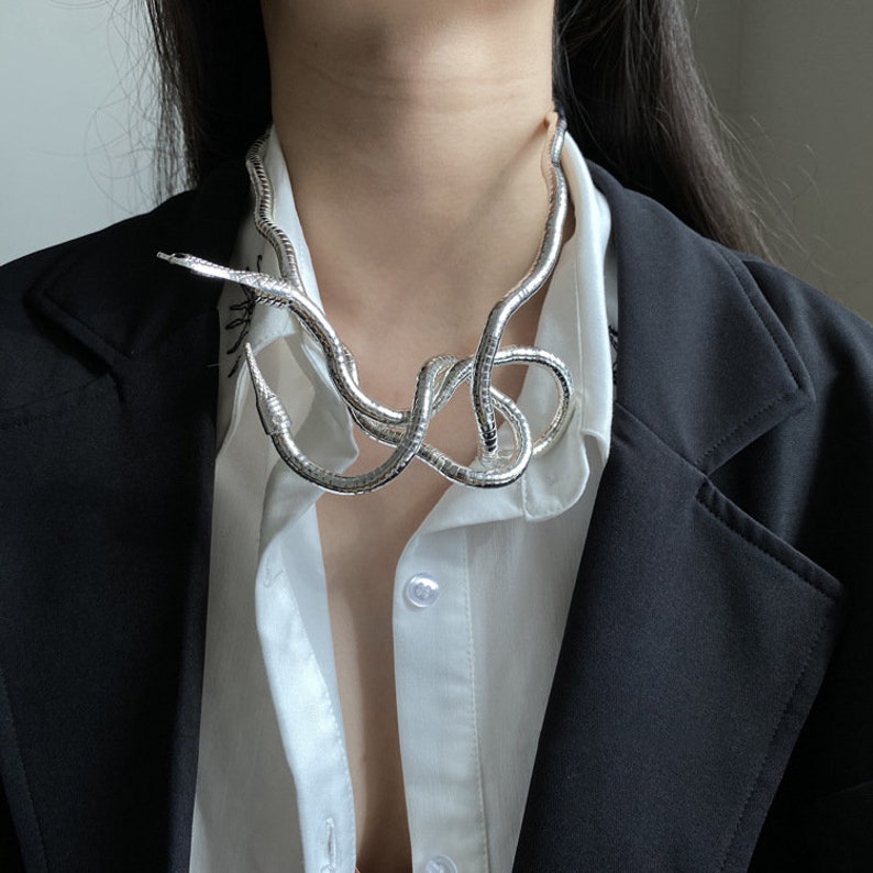 Snake Necklace, Gold Snake Necklace, Silver Snake Necklace, Statement ...