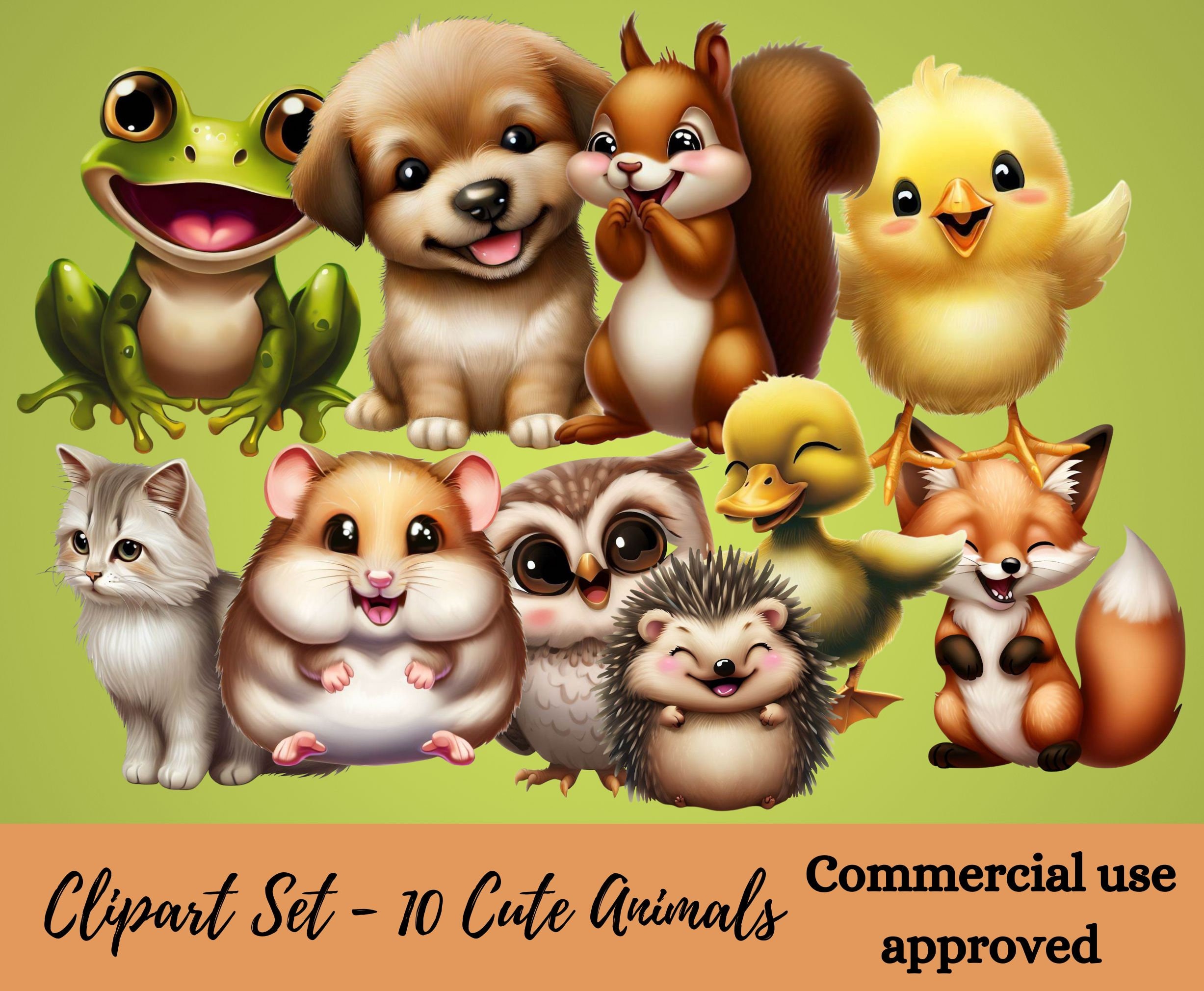 Commercial Use OK Clipart of Cute Animals, Print on Demand Approved ...