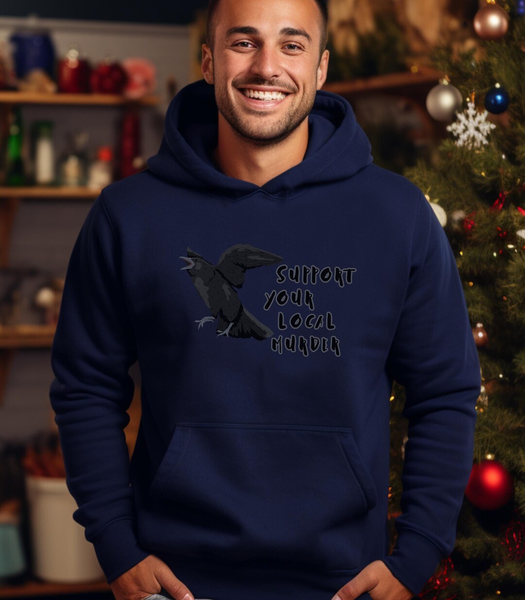 Support Your Local Murder - Hooded Sweatshirt - Crows Ravens Corvid ...