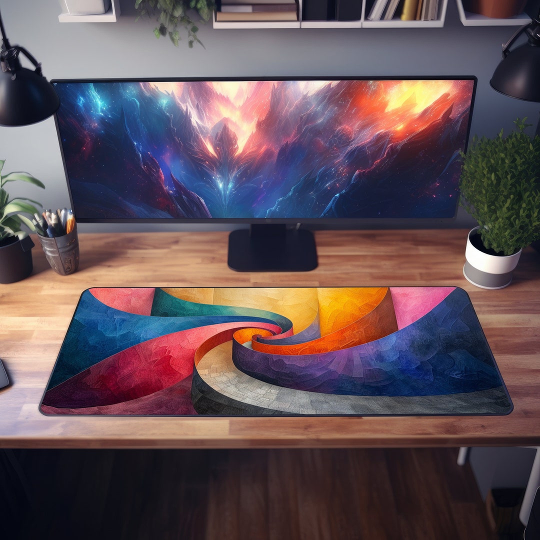 Chromatic Whirl Desk Mat Artistic Mouse Pad, Artistic Desk Mat, XL ...