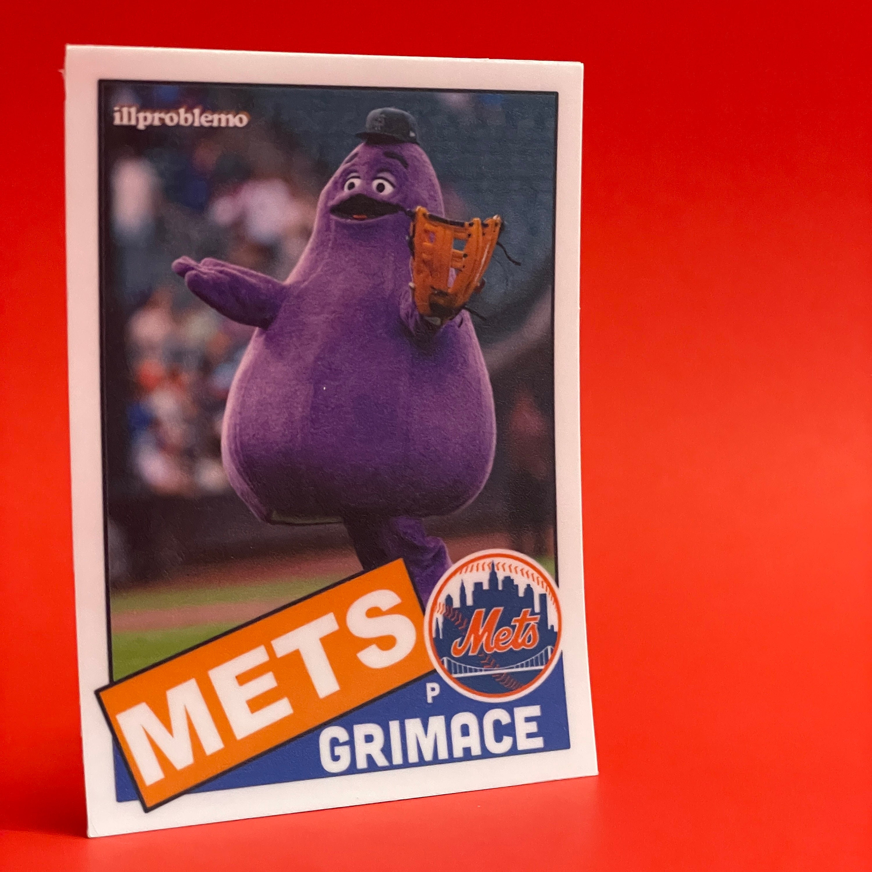 Grimace Baseball Card Vinyl Sticker NY Mets Sticker Vintage Baseball ...