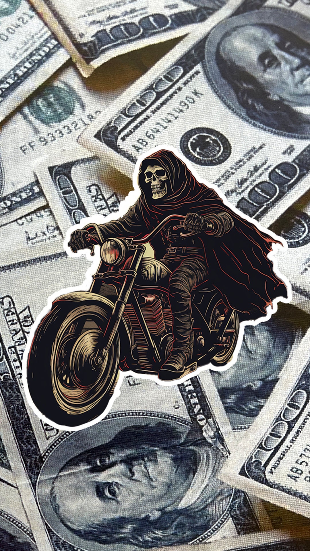 Biker Grim Reaper Matte Vinyl Sticker Halloween Sticker - Etsy