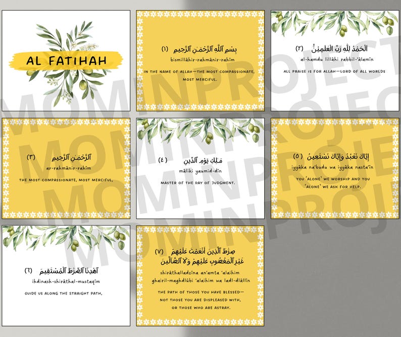 Surah Al Fatiha Flashcards for Kids, Printable Islamic Cards for Quran ...