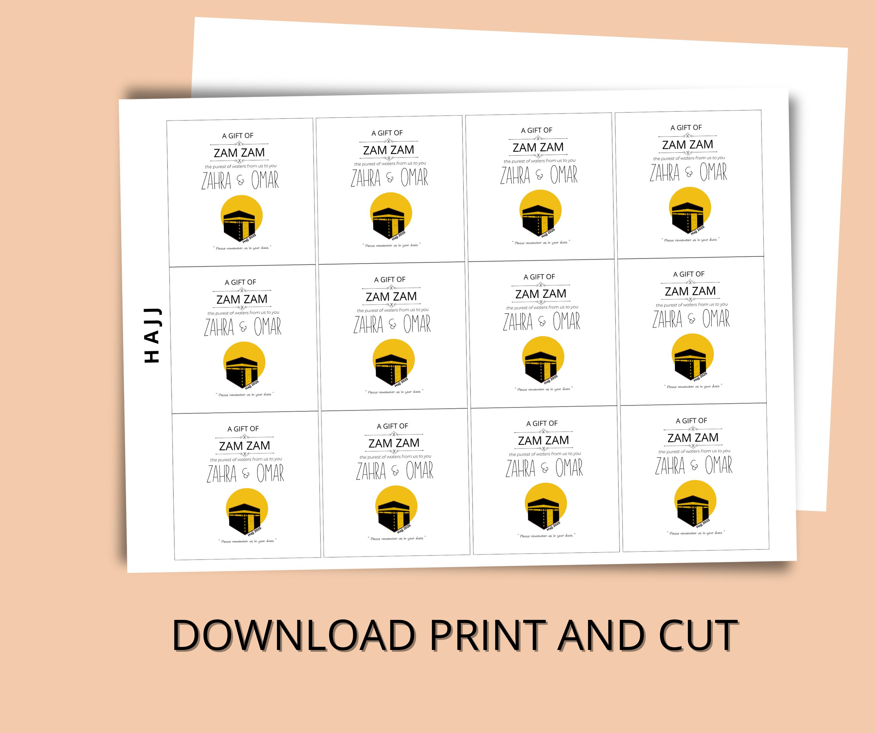 Personalized Zam Zam Water Bottle Labels: Hajj, Umrah, Nikkah Stickers ...