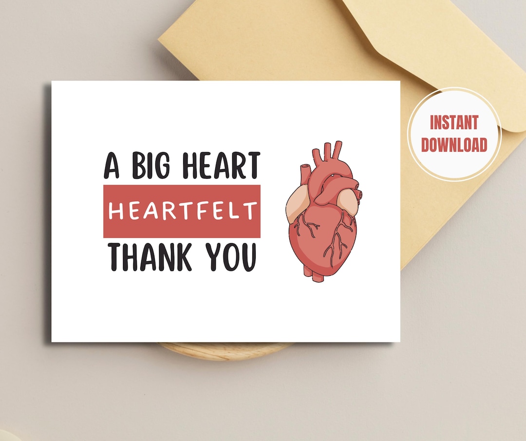 Cardiologist Thank You Card: Heart Surgery, Get Well Gift (printable ...