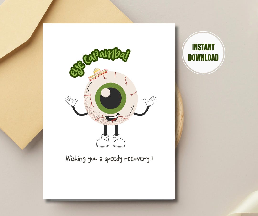 Eye Surgery Get Well Card: Funny Cataract Recovery Gift (instant ...