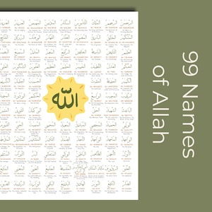 99 Names of Allah Poster: Asmaul Husna Islamic Art (digital Download ...